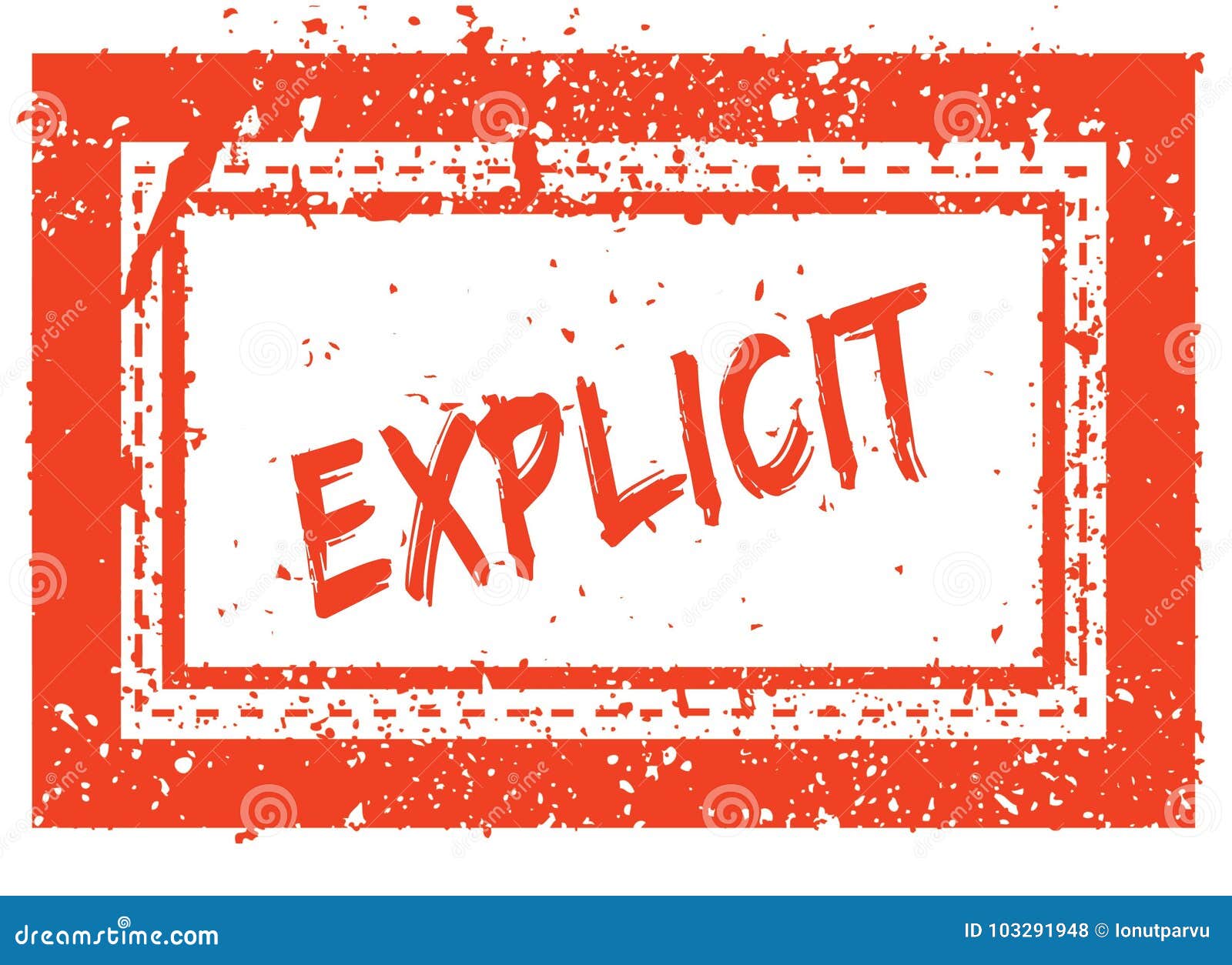 EXPLICIT on Orange Square Frame Rubber Stamp with Grunge Texture Stock ...