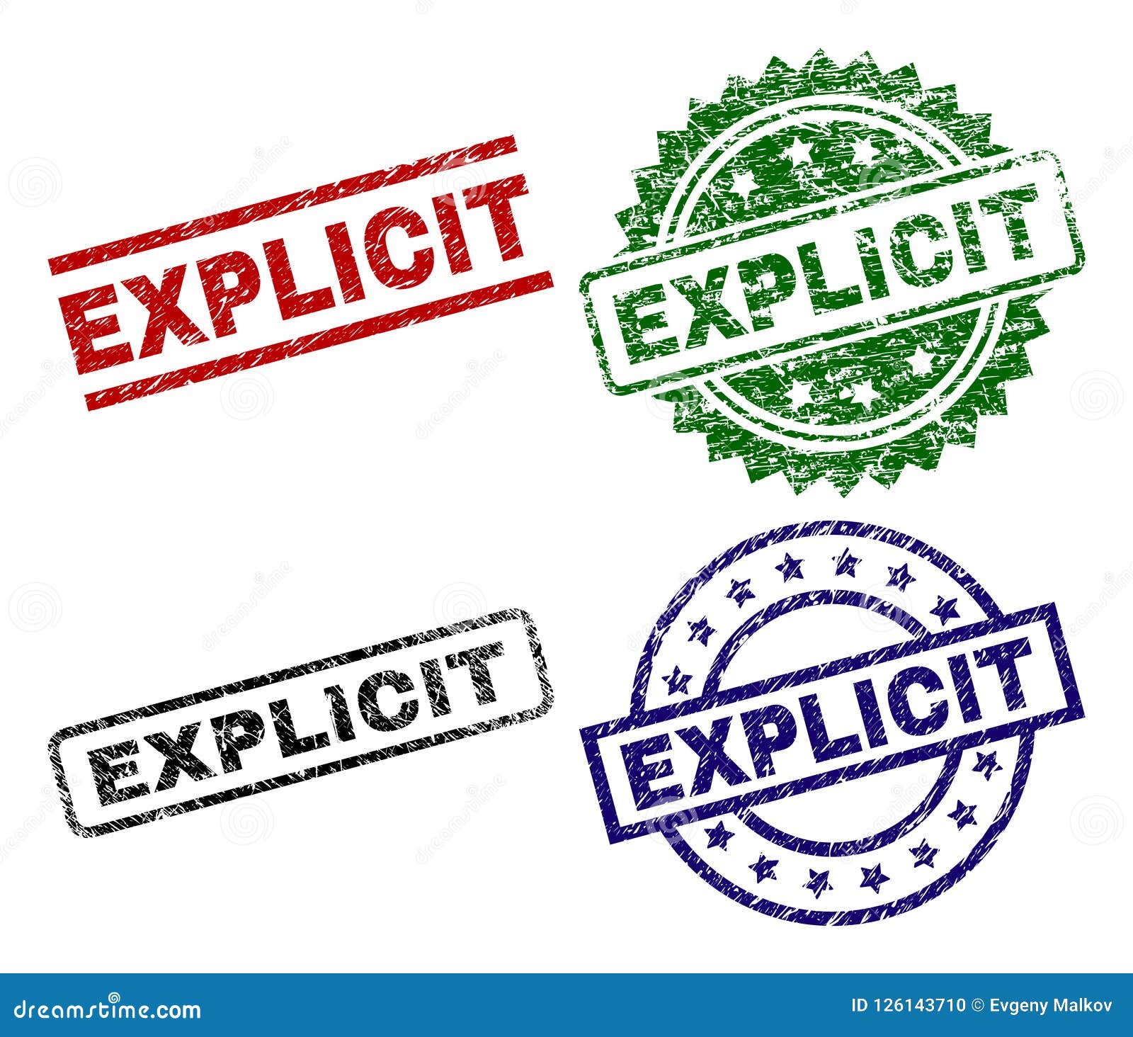 Scratched Textured EXPLICIT Seal Stamps Stock Vector - Illustration of ...