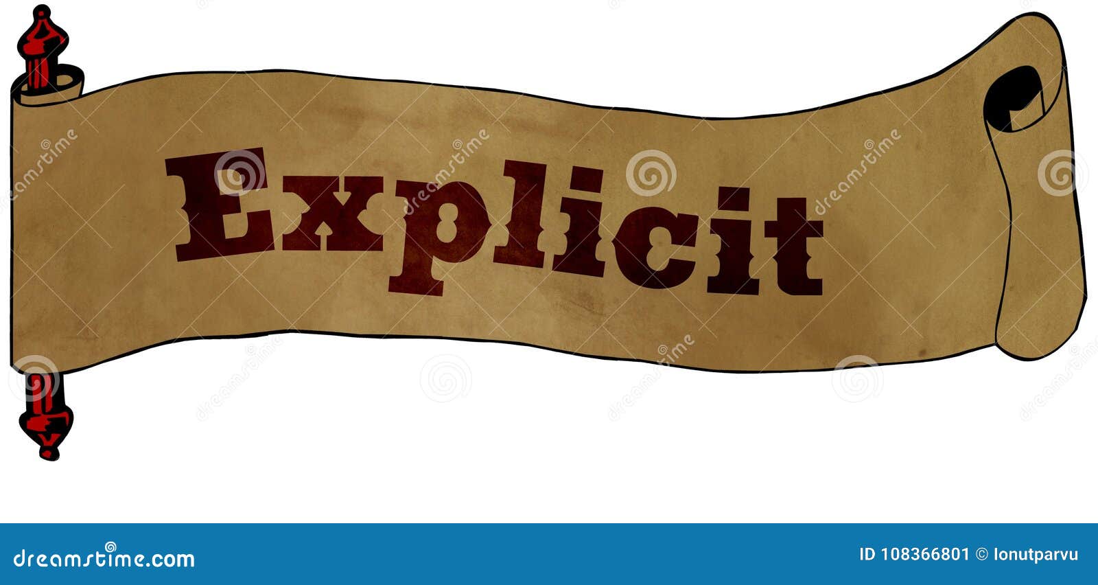 EXPLICIT Text on Old Scroll Paper Drawing Illustration Stock ...
