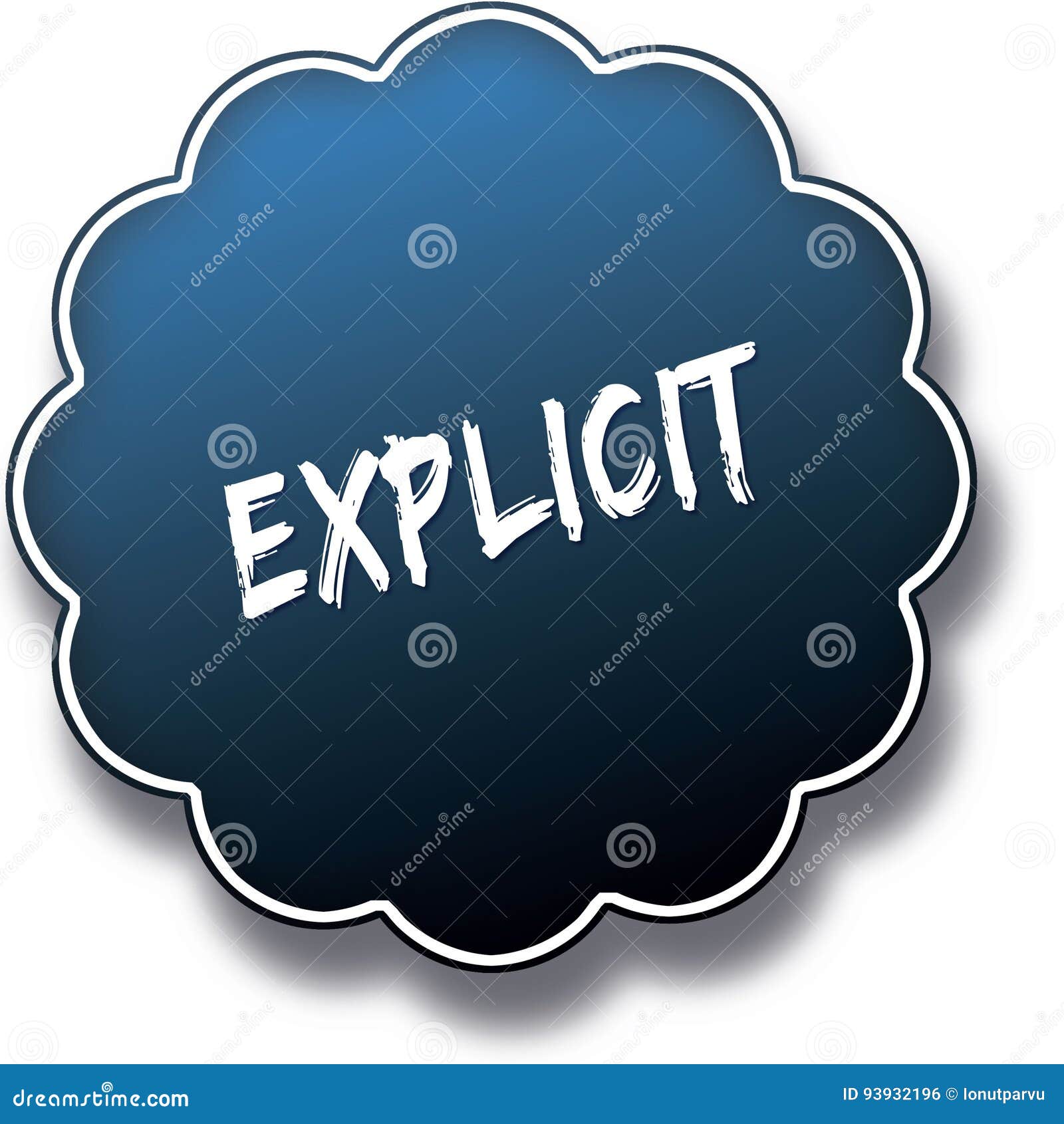 EXPLICIT Text Written on Blue Round Label Badge. Stock Illustration ...