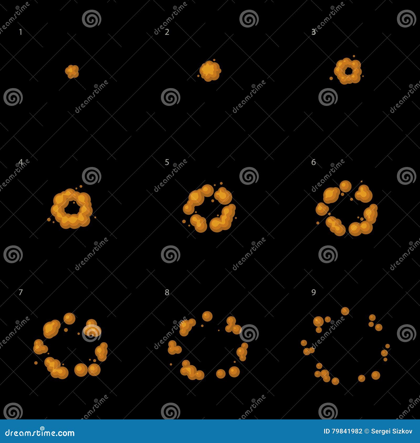Explode Animation Sequence . Cartoon Explosion Frames. Vector ...