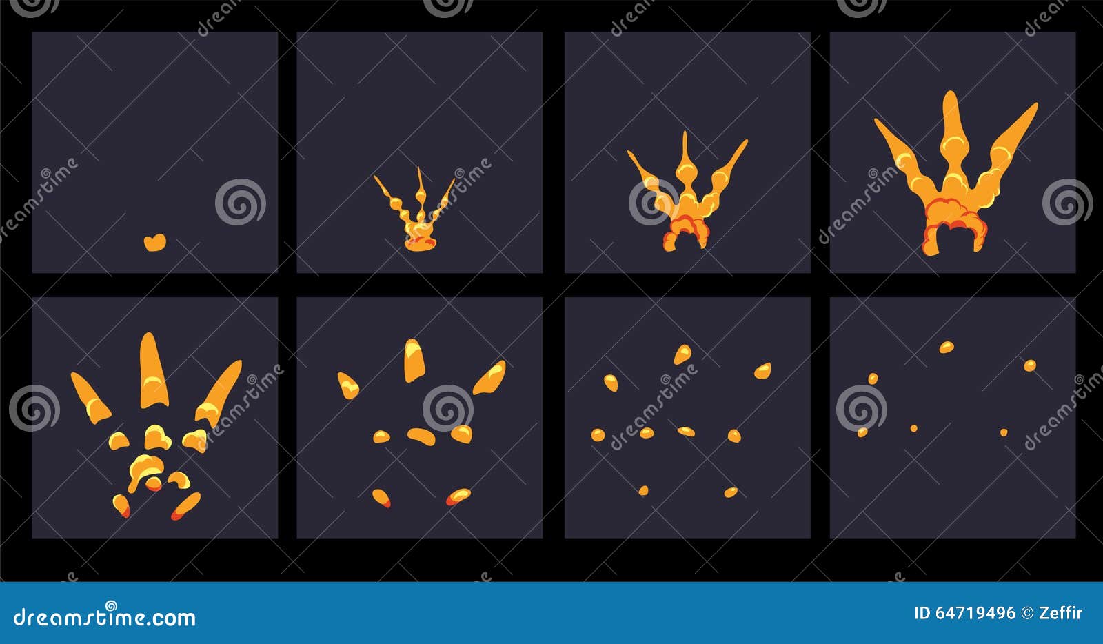 Explode effect animation stock vector. Illustration of effect - 64719496