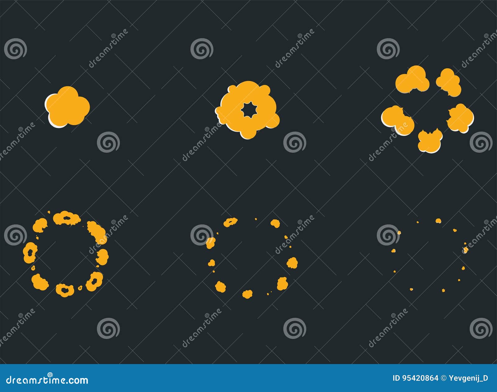 Explode Effect Animation with Smoke. Cartoon Bang Explosion Frames ...