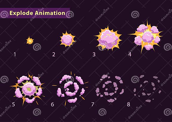 Explode Effect Animation with Smoke Stock Illustration - Illustration ...