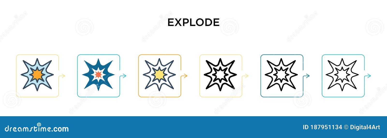 Explode Vector Icon in 6 Different Modern Styles. Black, Two Colored ...