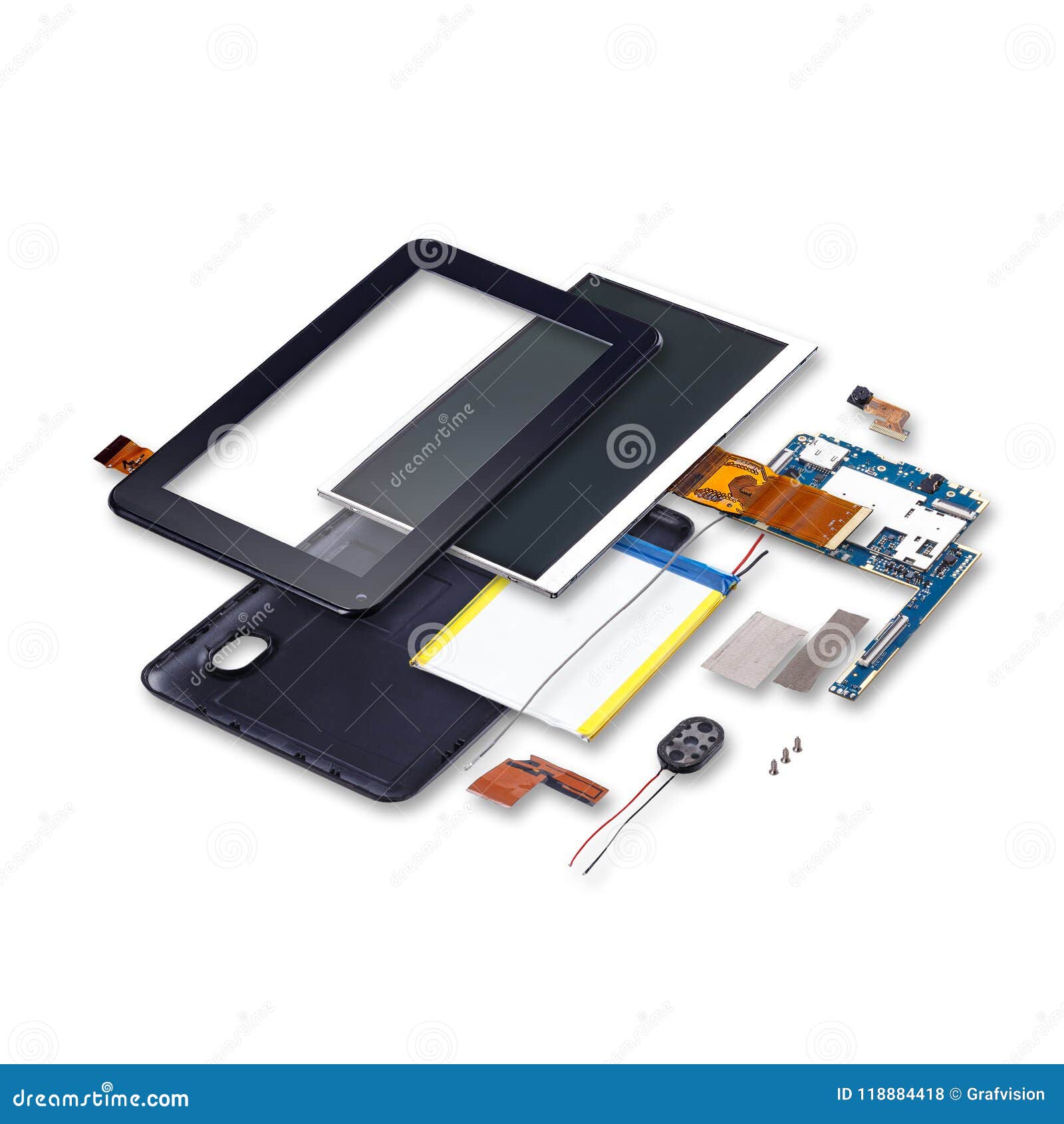 Explode View of Digital Tablet Stock Illustration - Illustration of ...