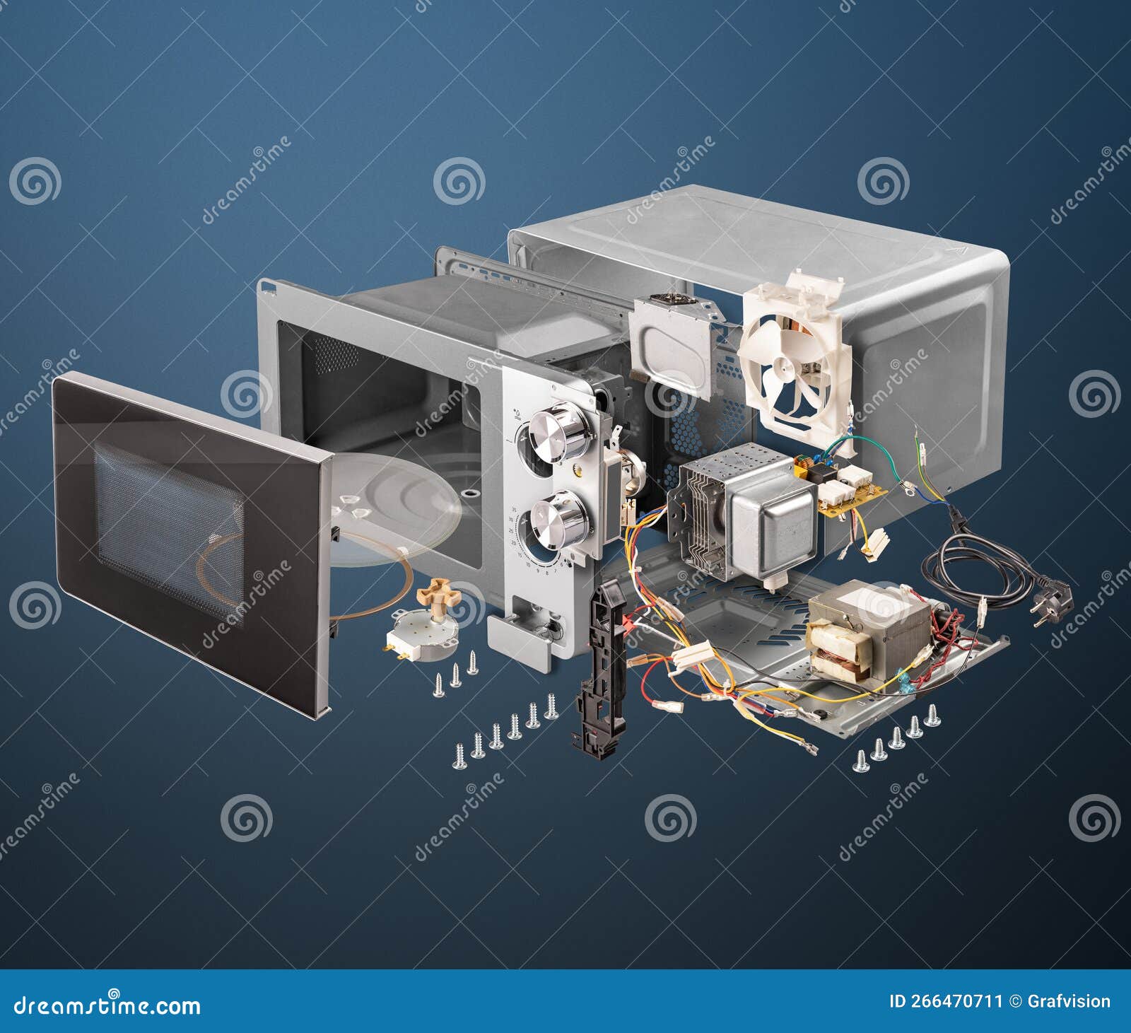 Explode View of a Microwave Stock Image - Image of cutout, clean: 266470711