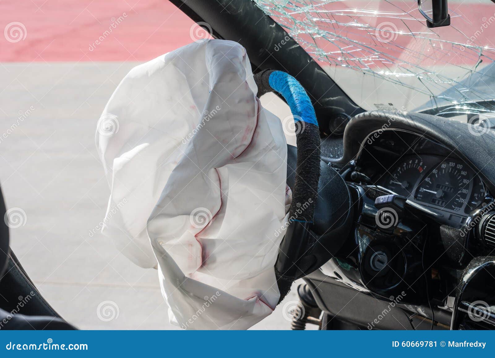 Exploded airbag stock image. Image of steering, wheel - 60669781