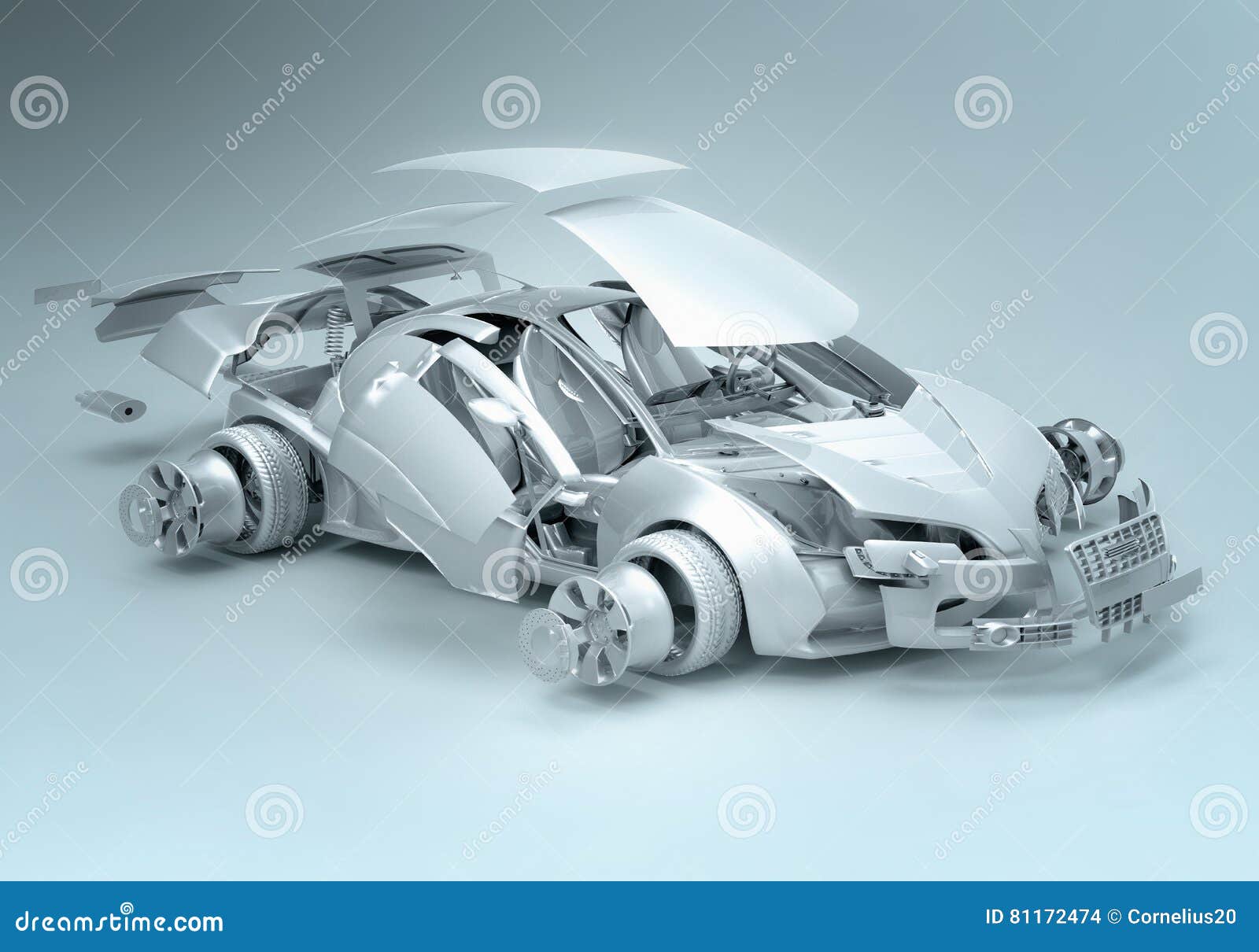 Red Car Exploded Stock Photo | CartoonDealer.com #18543750