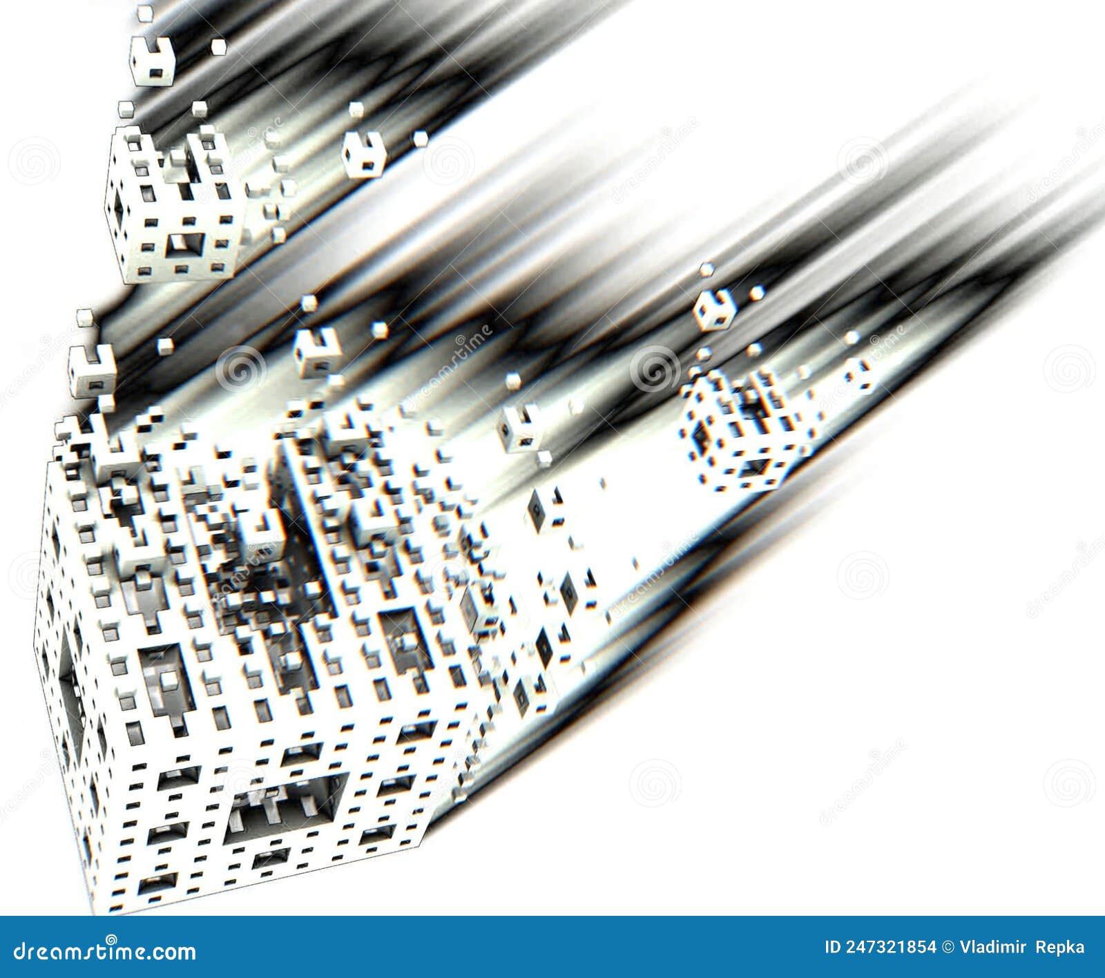 Exploded Cubes- Black and White Generative Glitch Artwork Stock ...