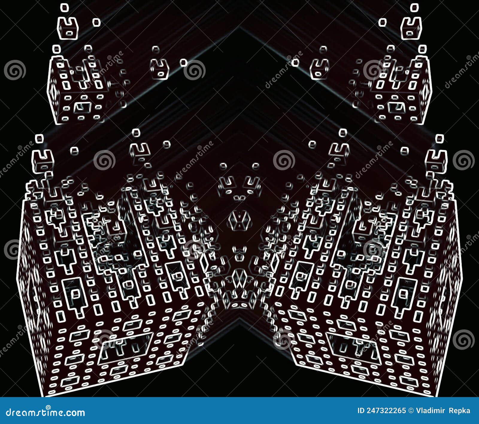 Exploded Cubes Reflection- Black and White Generative Glitch Artwork ...