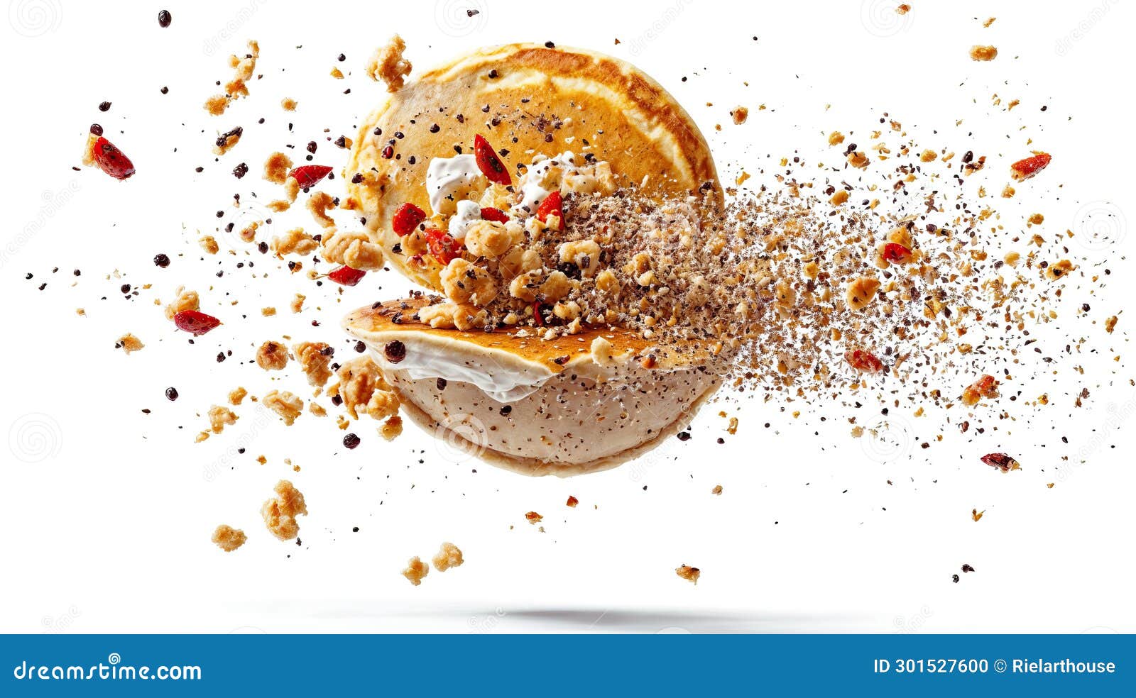 Exploded Delicious Pancake On Light Background Stock Image ...