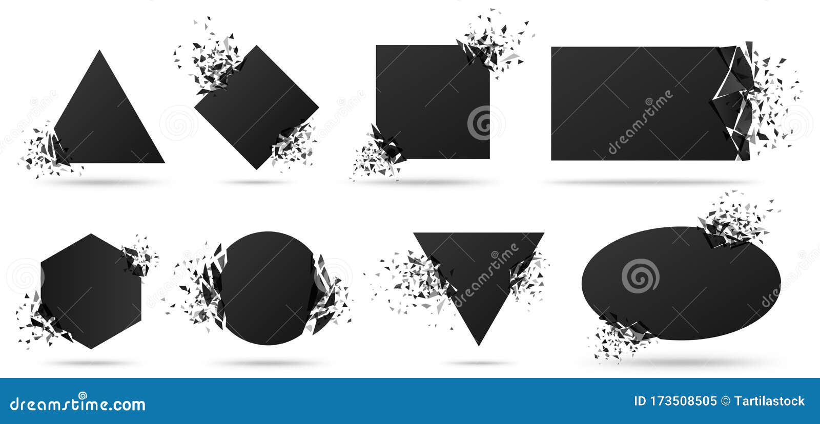 Exploded Frame with Spray Particles. Explosion Destruction, Shattered ...