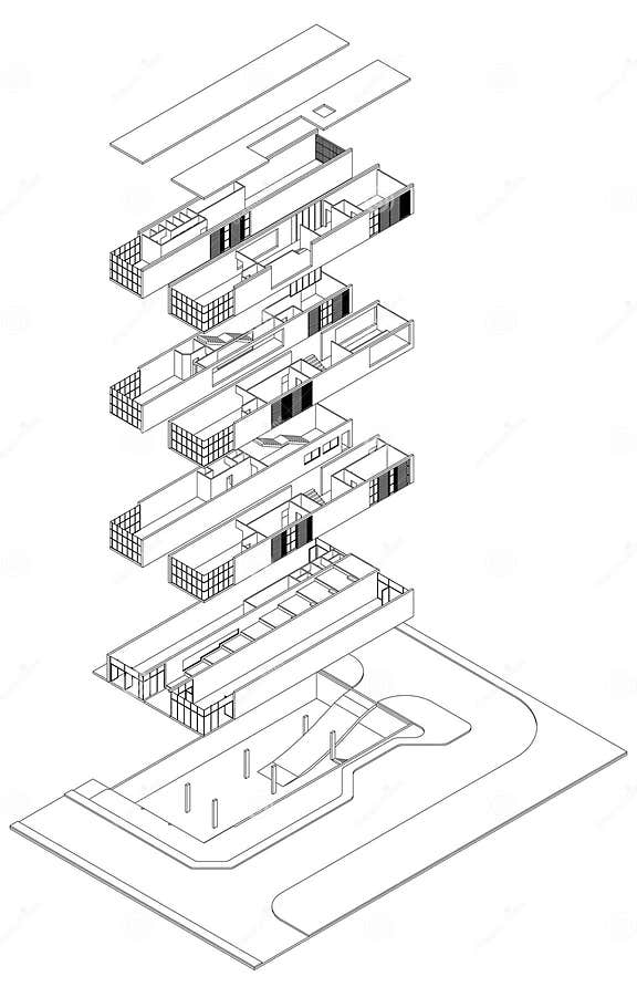 Exploded isometric drawing stock vector. Illustration of line - 18272179