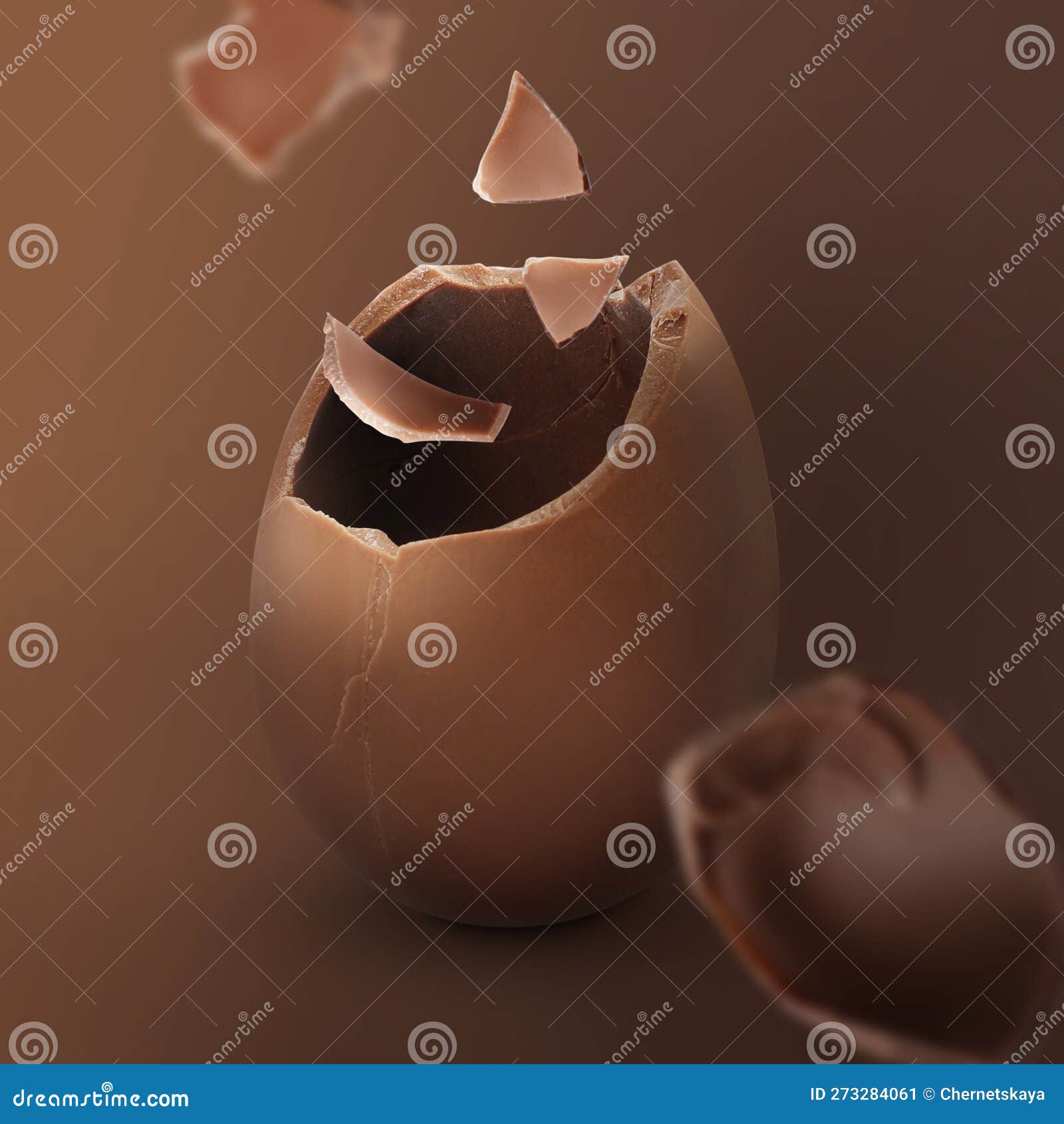 The Chocolate Egg Exploded On A White Background Royalty-Free Stock ...
