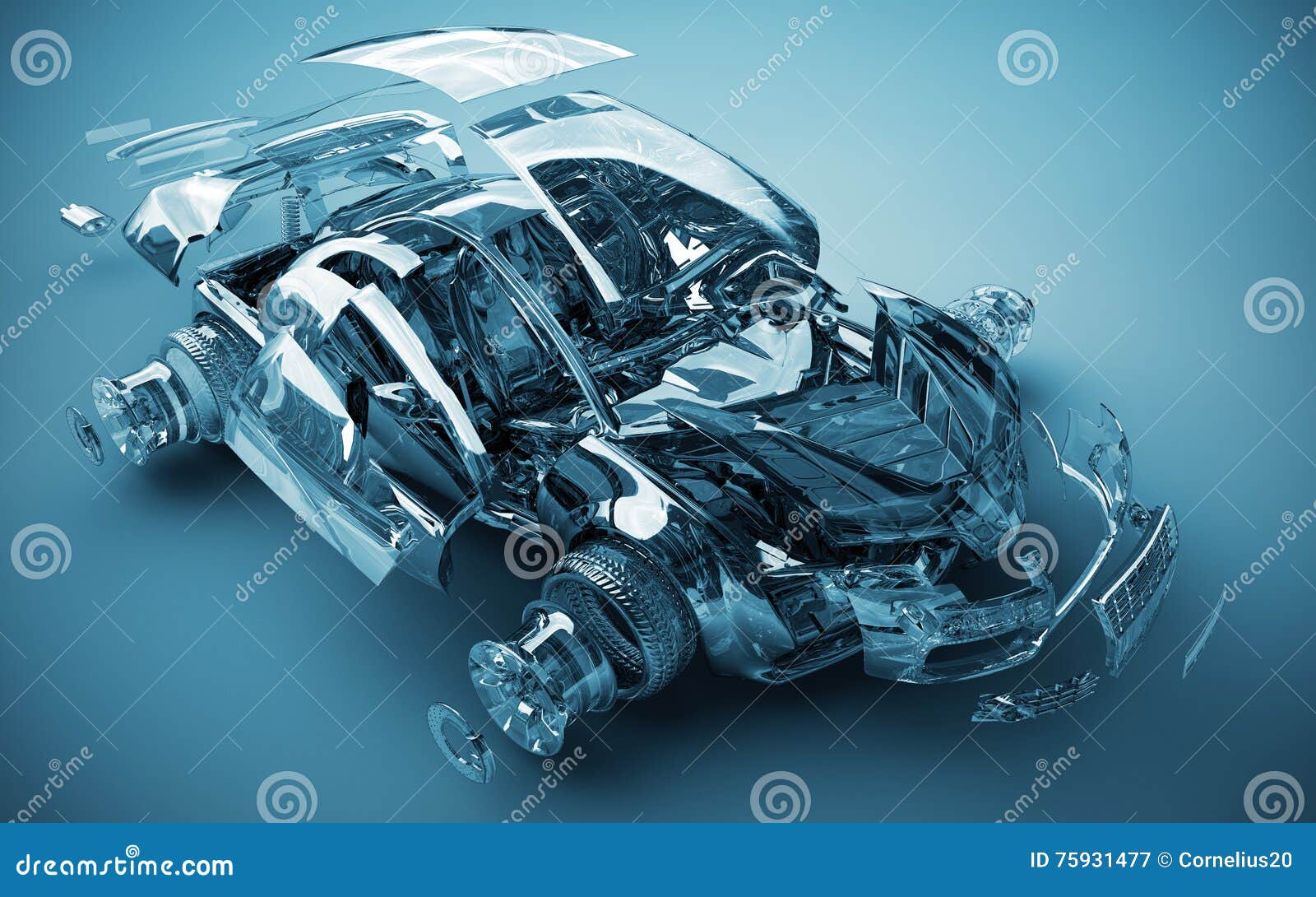 Exploded transparent car stock illustration. Illustration of seats ...