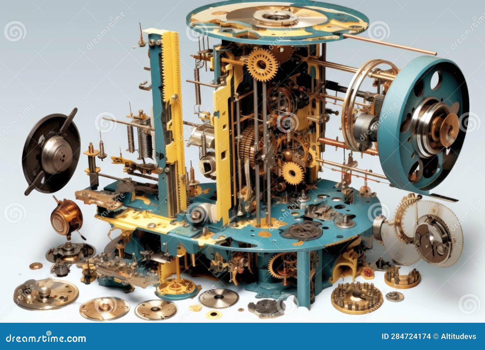 Exploded View of Complex Clock Mechanism Parts Stock Illustration ...