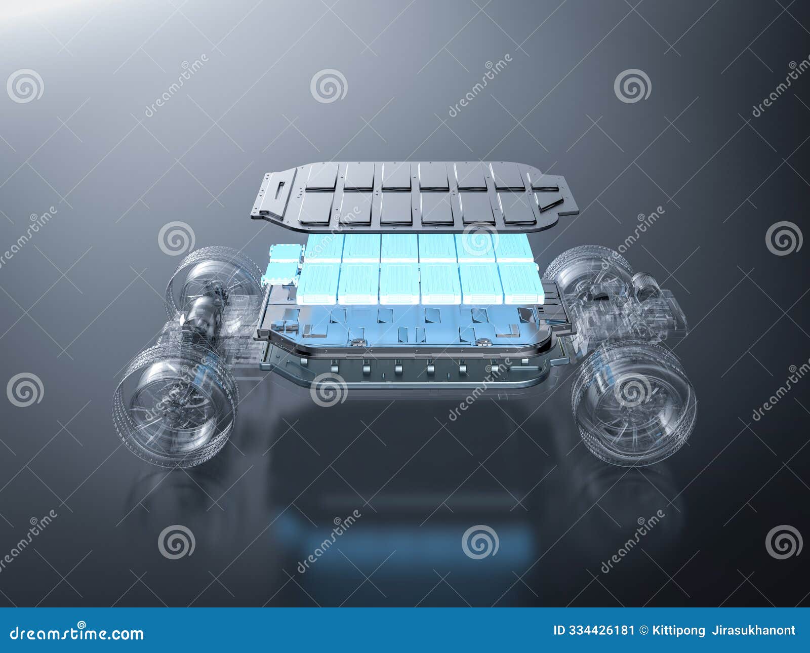 Exploded View Of Ev Car Or Electric Vehicle With Battery Pouch Cells ...
