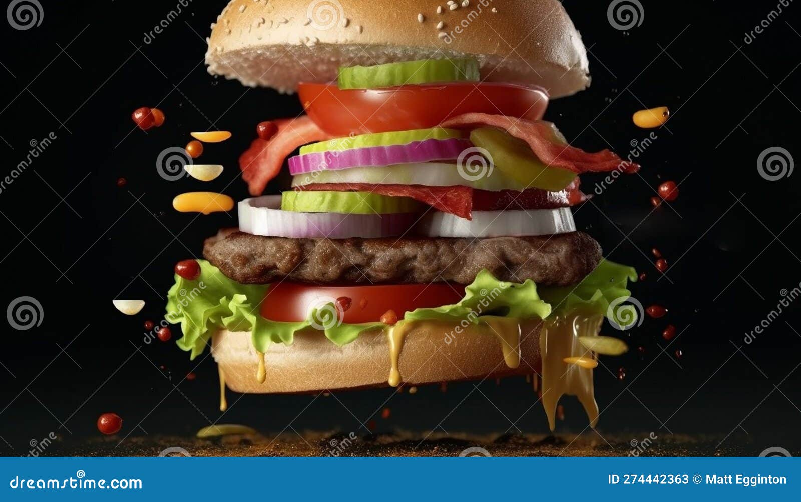 Exploded view hamburger stock illustration. Illustration of hamburger ...
