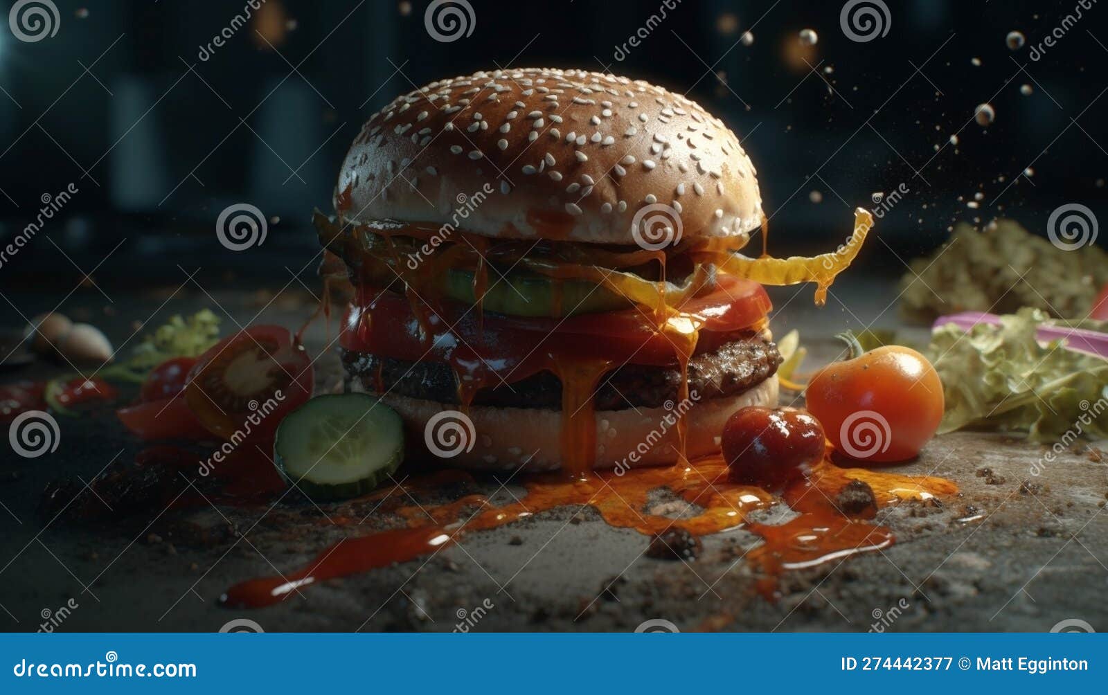 Exploded view hamburger stock image. Image of hamburger - 274442377