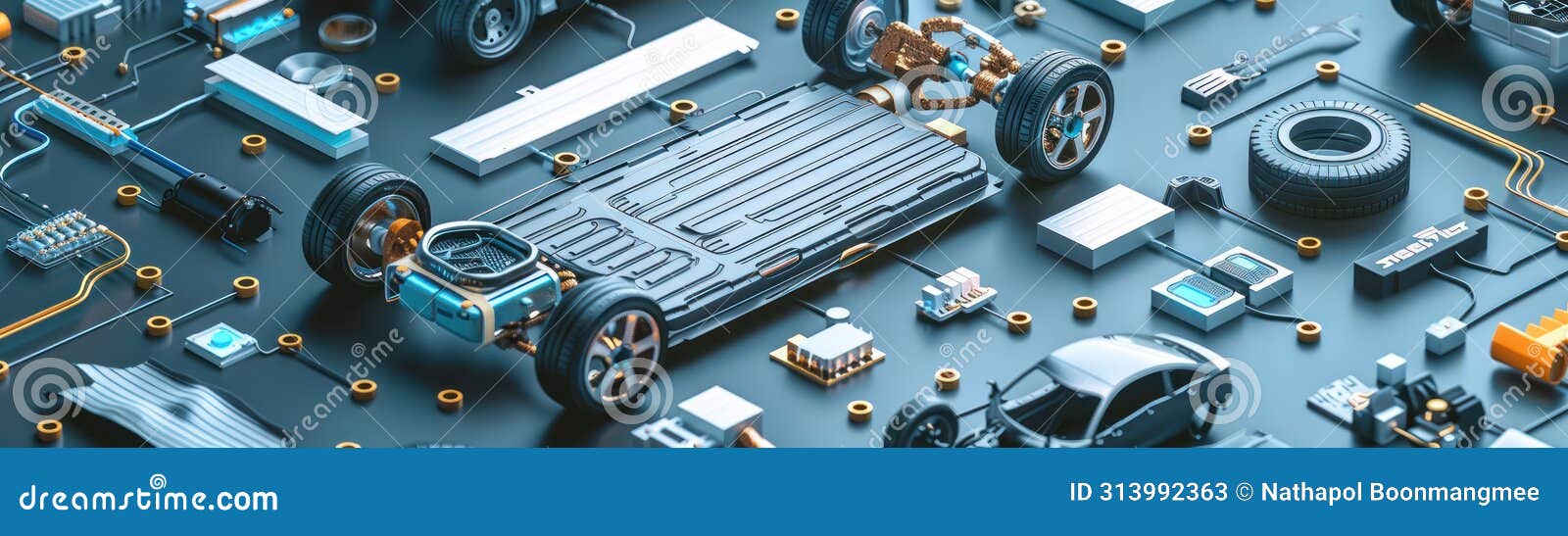 Exploded View Illustration of Electric Vehicle Battery Components ...