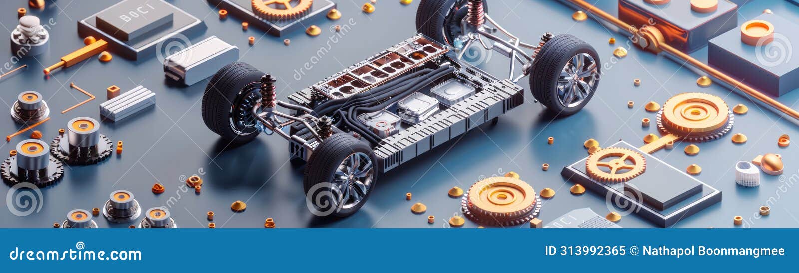 Exploded View Illustration of Electric Vehicle Battery Components ...