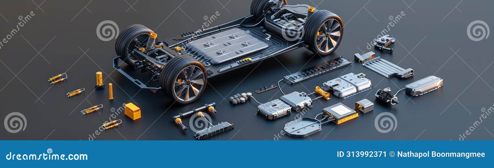 Exploded View Illustration of Electric Vehicle Battery Components ...
