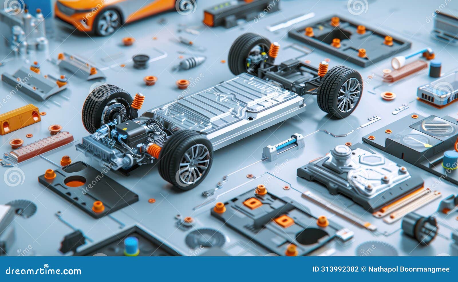 Exploded View Illustration of Electric Vehicle Battery Components ...
