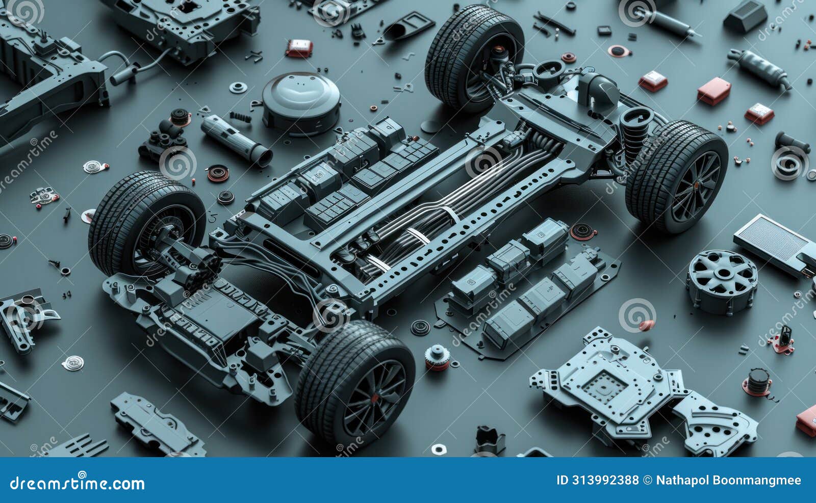 Exploded View Illustration of Electric Vehicle Battery Components ...