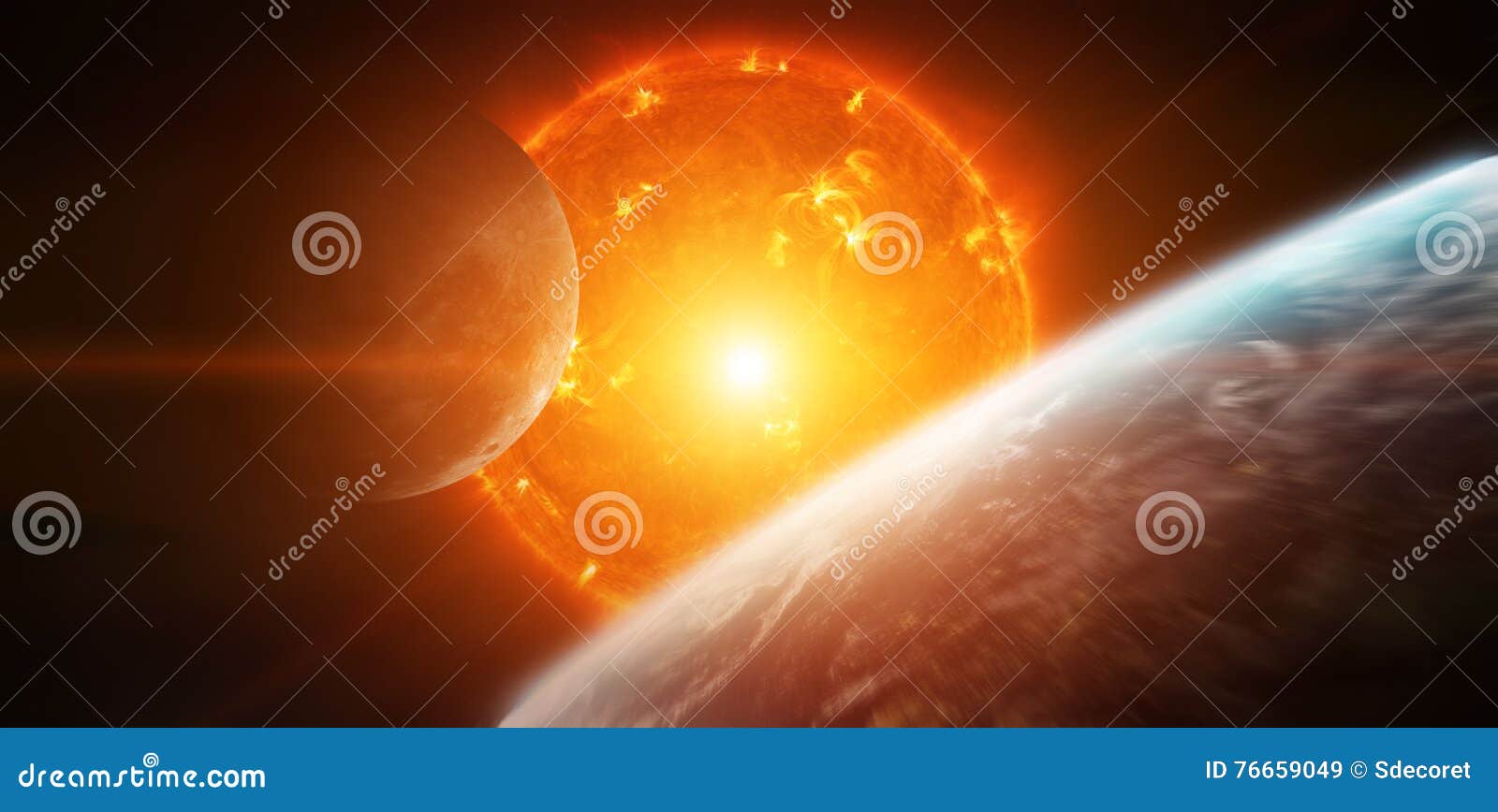 Exploderende Zon in Ruimte Dicht Bij Planeet Stock Illustratie ...