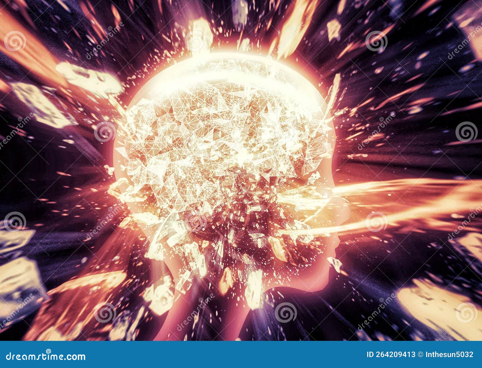 Exploding Abstract Artificial Intelligence 3d Illustration Stock ...