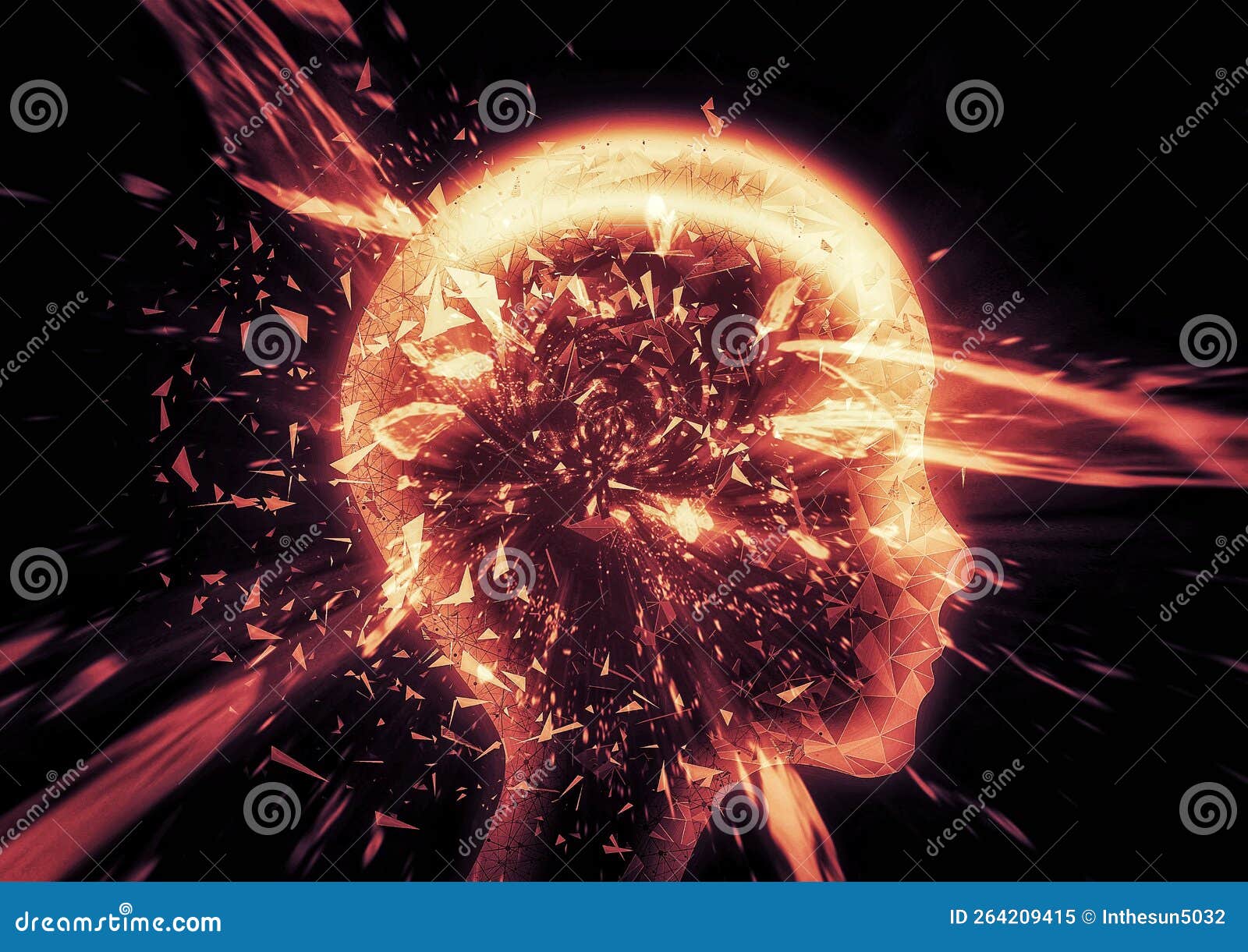 Exploding Abstract Artificial Intelligence 3d Illustration Stock ...