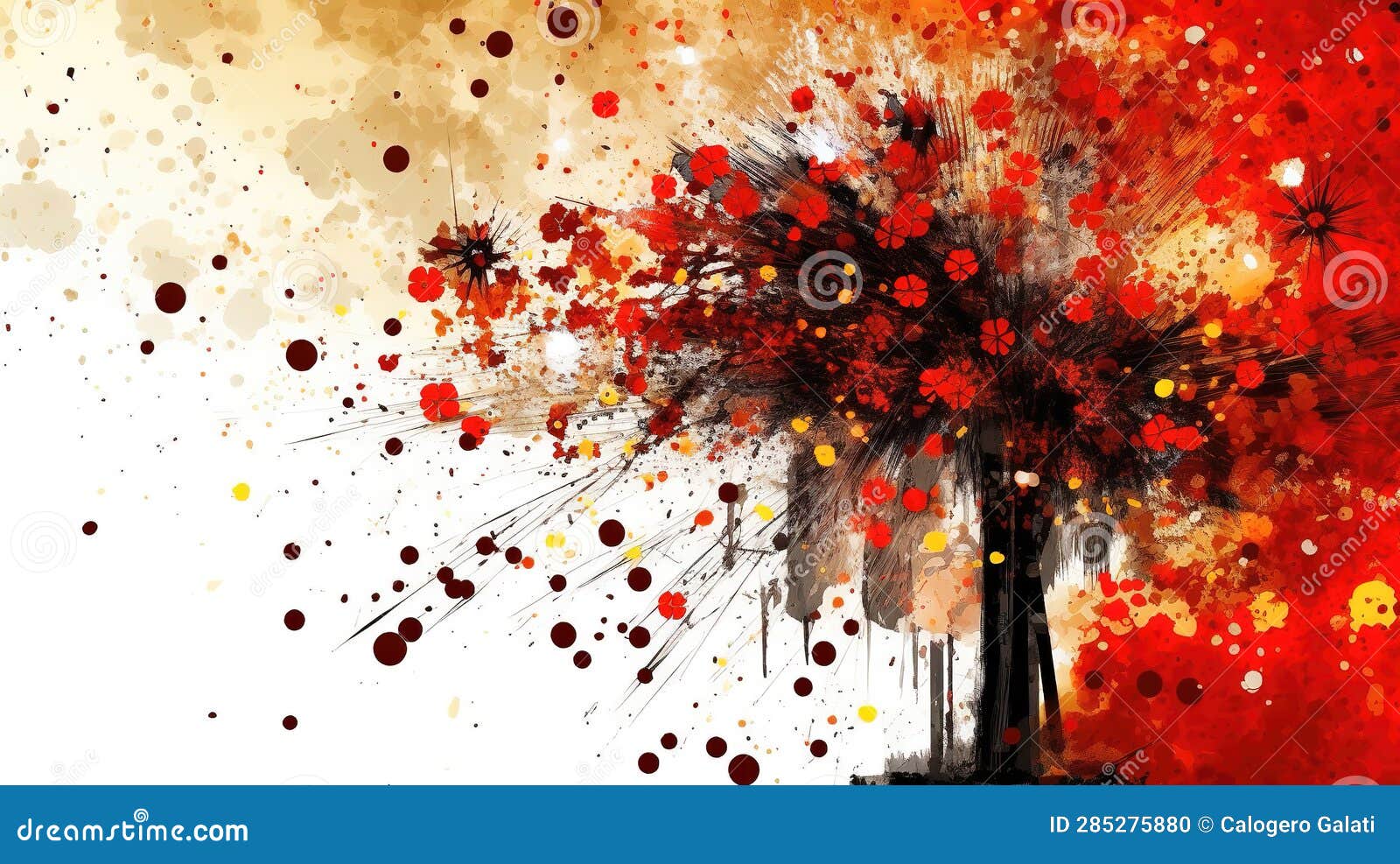 An Exploding Abstract Tree with Different Colors, Wallpaper Modern ...