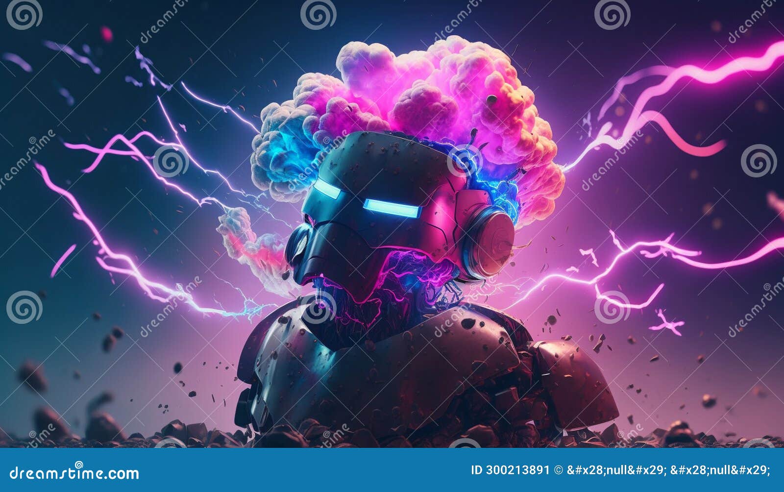 Exploding AI Metaverse Robot with Digital Art Style. Electric Man ...