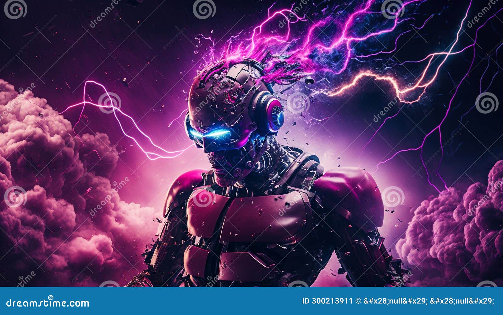 Exploding AI Metaverse Robot with Digital Art Style. Electric Man ...