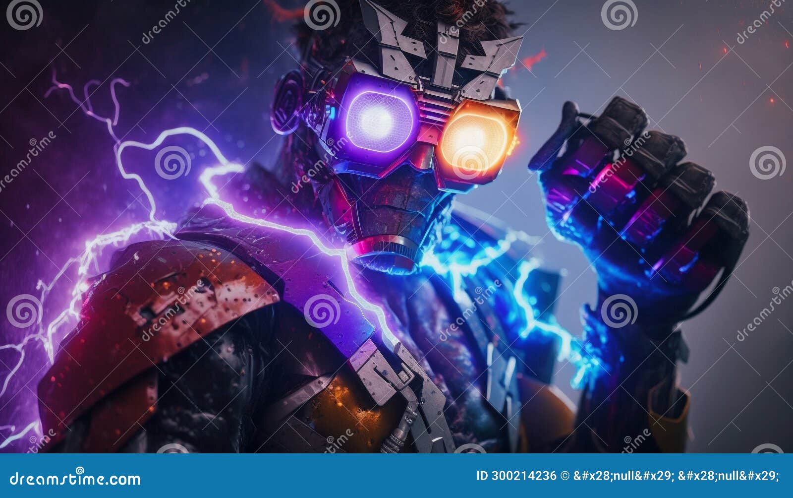 Exploding AI Metaverse Robot with Digital Art Style. Electric Man ...