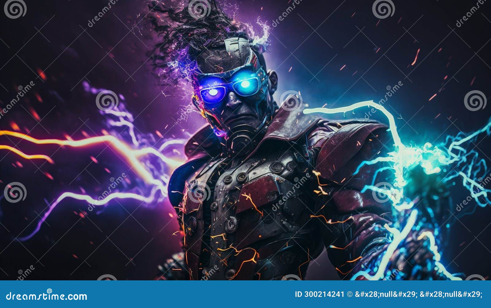 Exploding AI Metaverse Robot with Digital Art Style. Electric Man ...