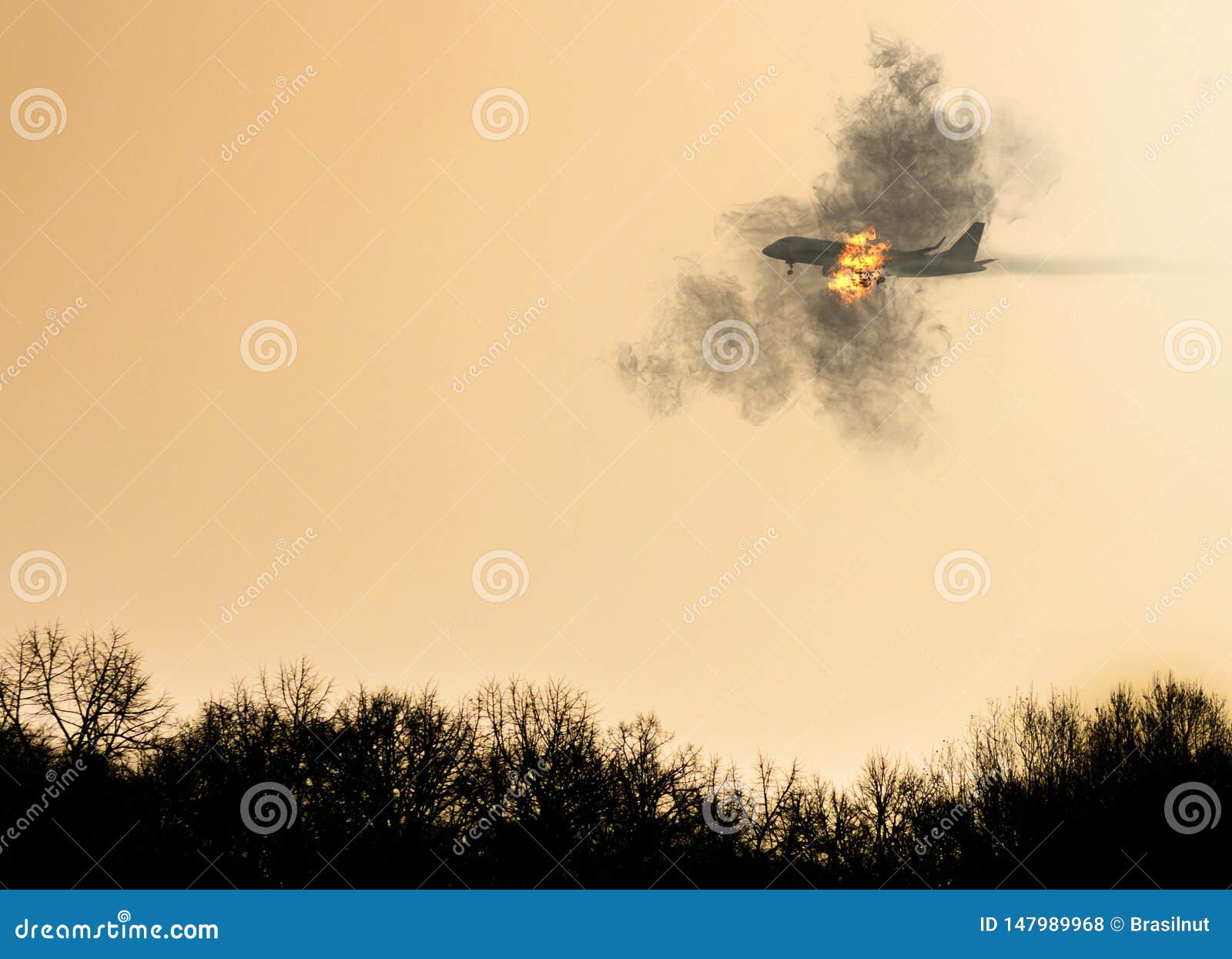 Exploding Airplane Terrorism or Accident Concept - Copy Space Stock ...