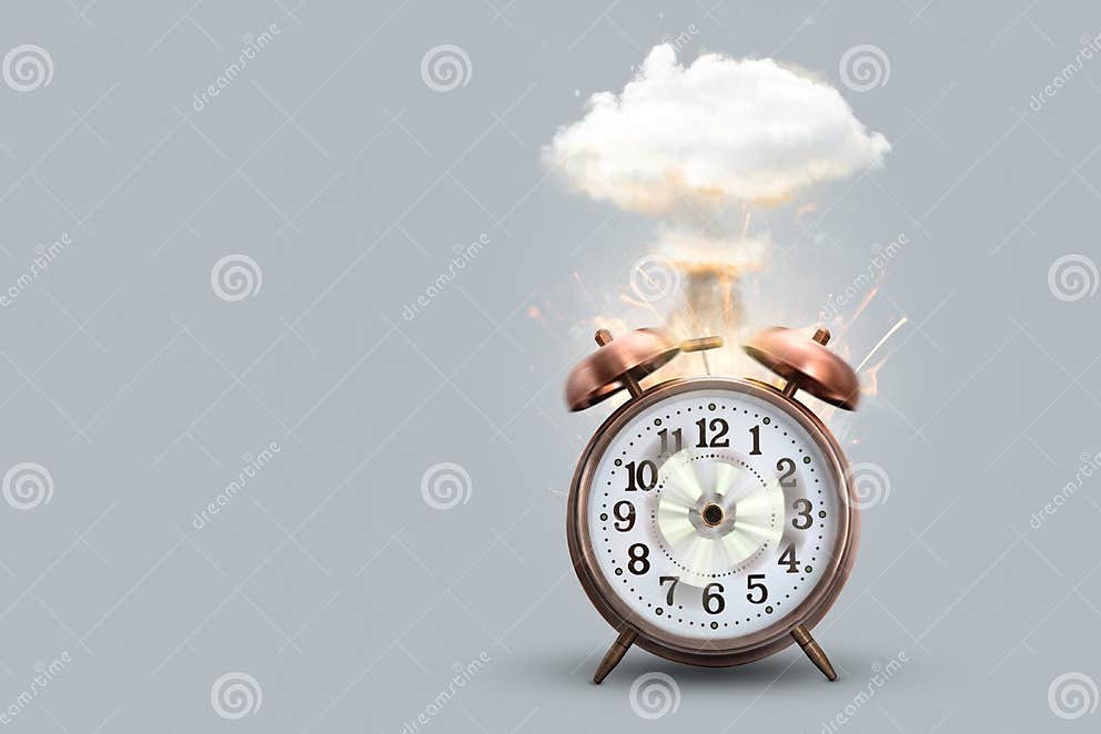 Exploding Alarm Clock - Funny Urgency Concept Stock Image - Image of ...