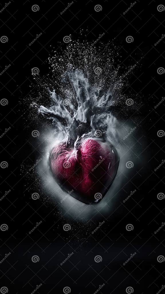 Exploding Apple with Water Splash Against Dark Background Stock Photo ...