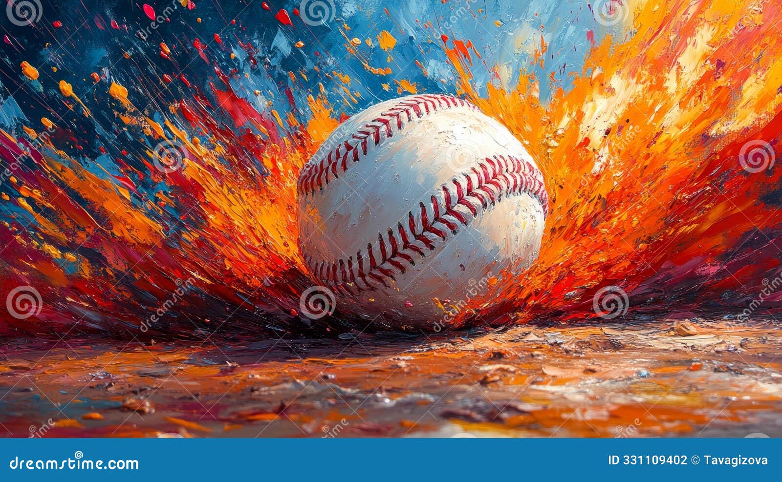 Exploding Baseball in Motion - Generative Ai Stock Illustration ...