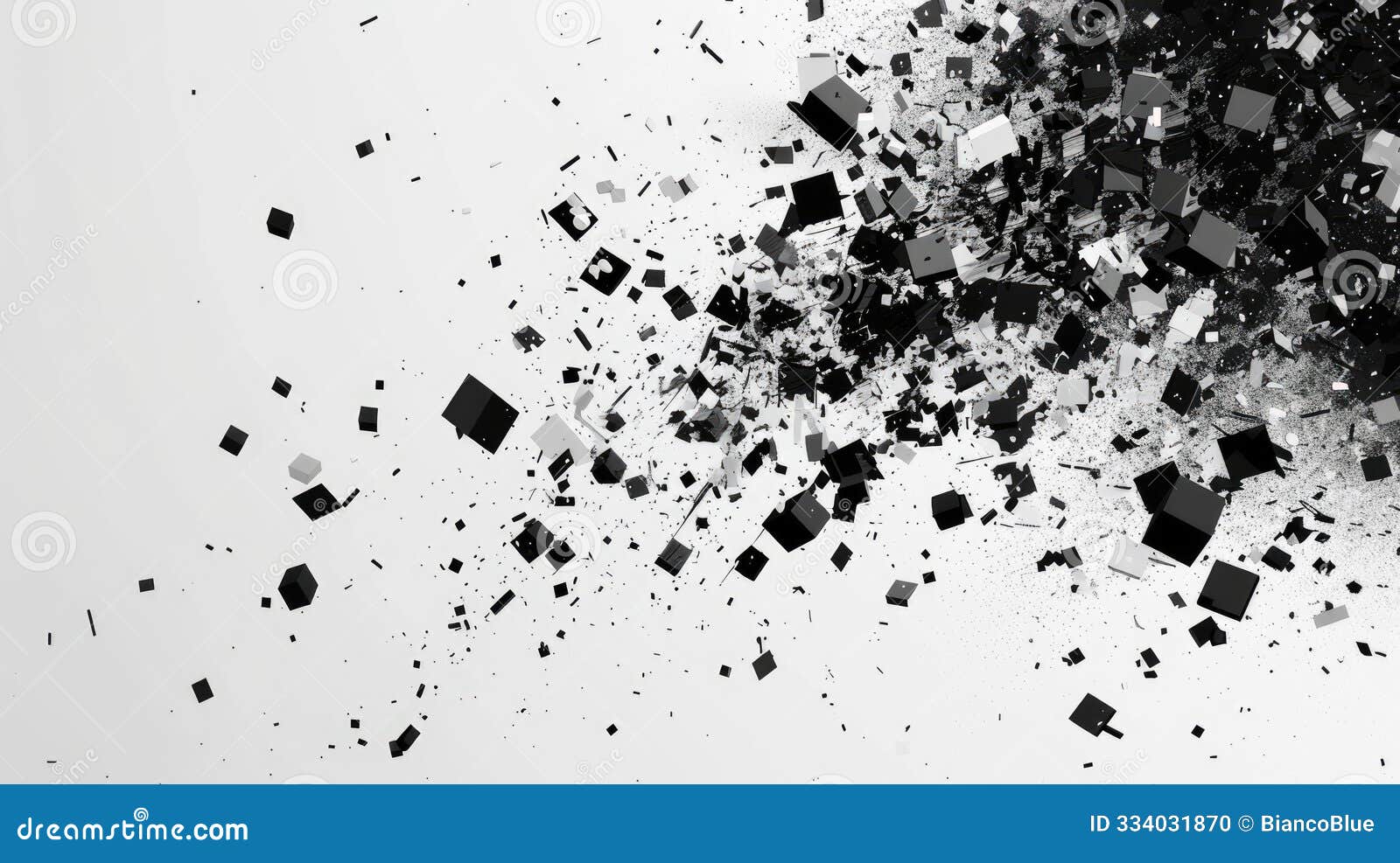 Exploding Black and White Cubes in Motion. Dramatic Visual Effect ...