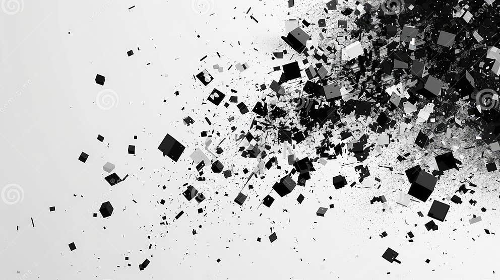 Exploding Black and White Cubes in Motion. Dramatic Visual Effect ...