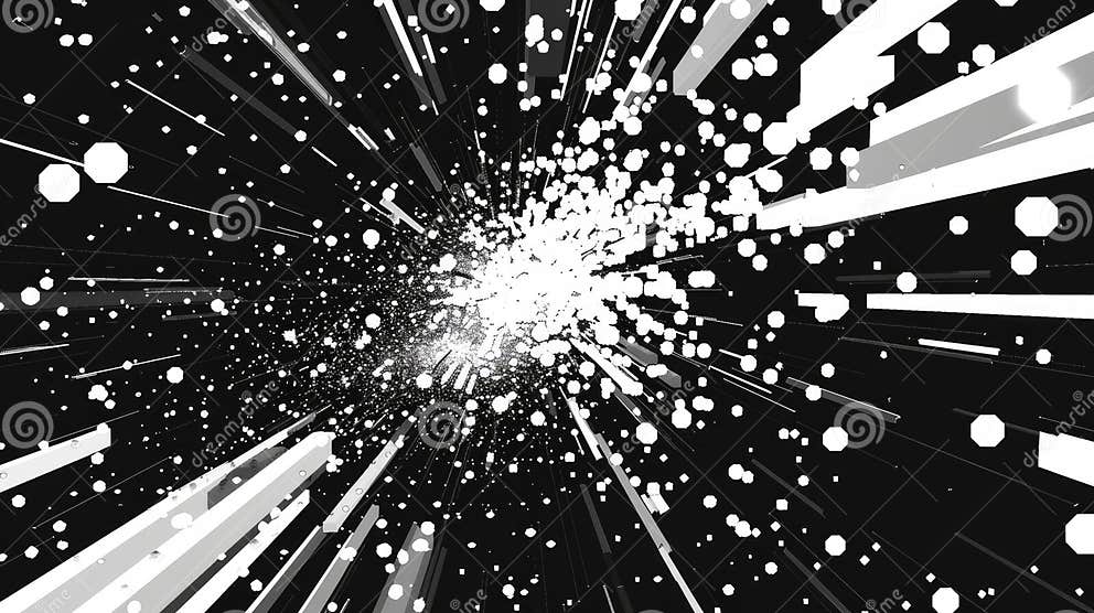 Exploding Black and White Cubes in Motion. Dramatic Visual Effect ...
