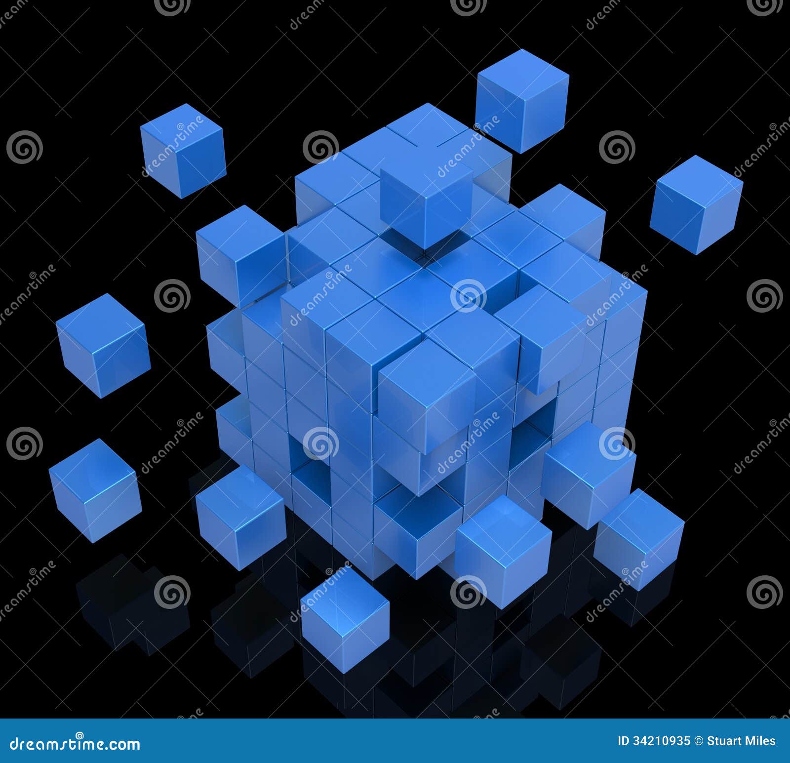 Exploding Blocks Shows Unorganized Puzzle Stock Illustration ...