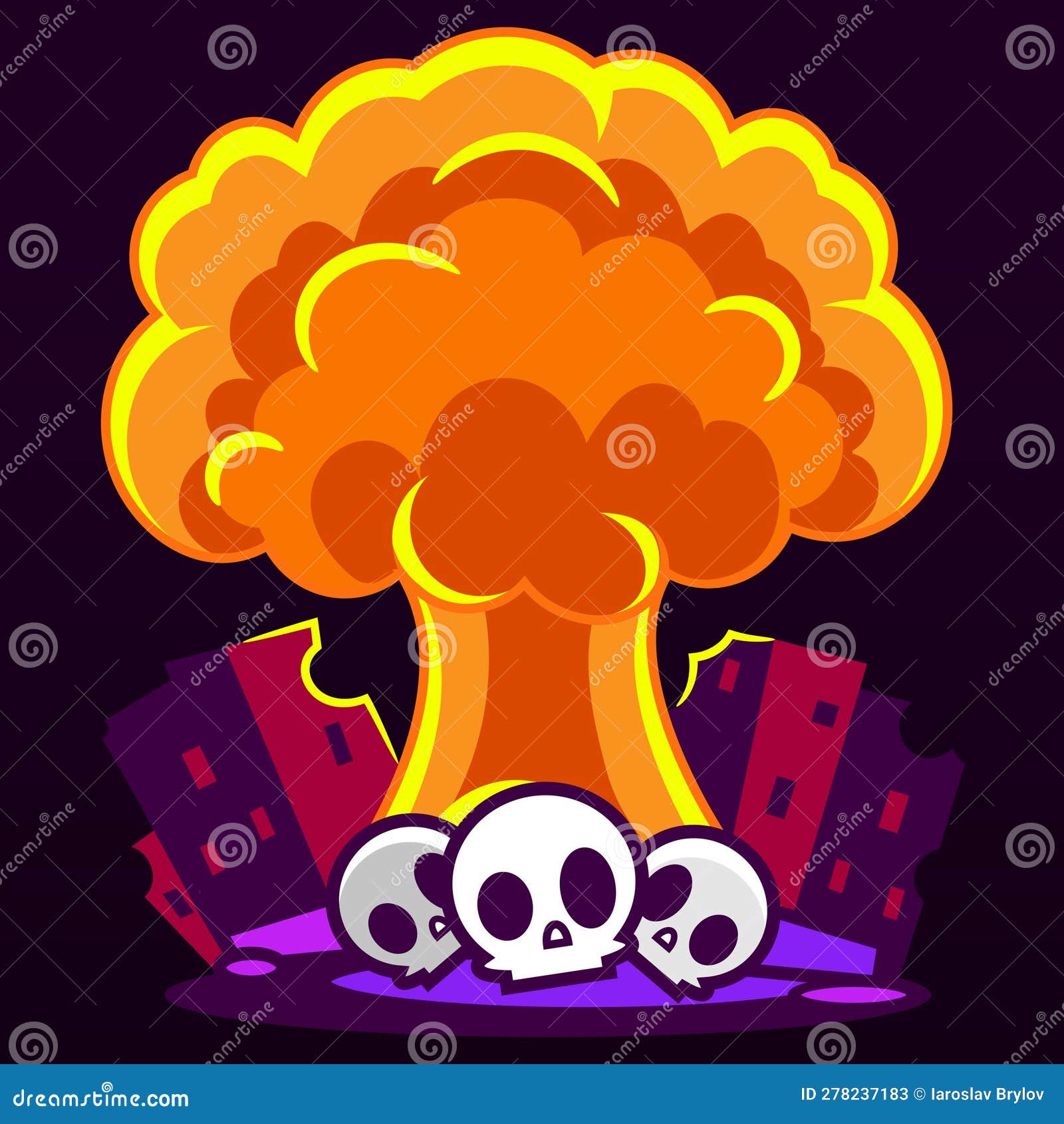 Exploding Bomb, Atomic Explode Effect and Comic Explosions Smoke Clouds ...