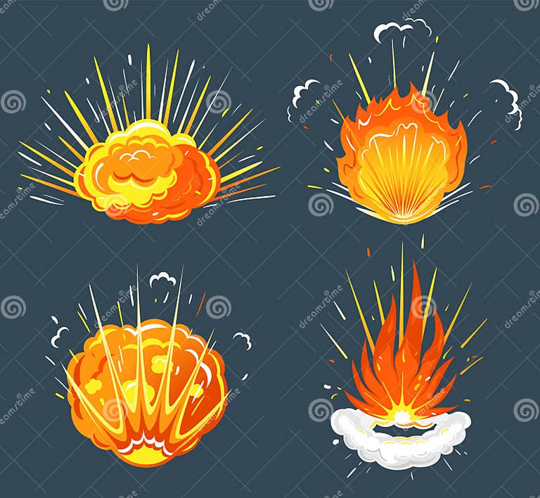 Exploding Bomb, Cartoon Explosions Isolated Icons Stock Vector ...