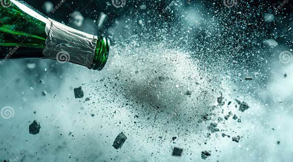 Exploding Bottle of Champagne or Soda Stock Illustration - Illustration ...