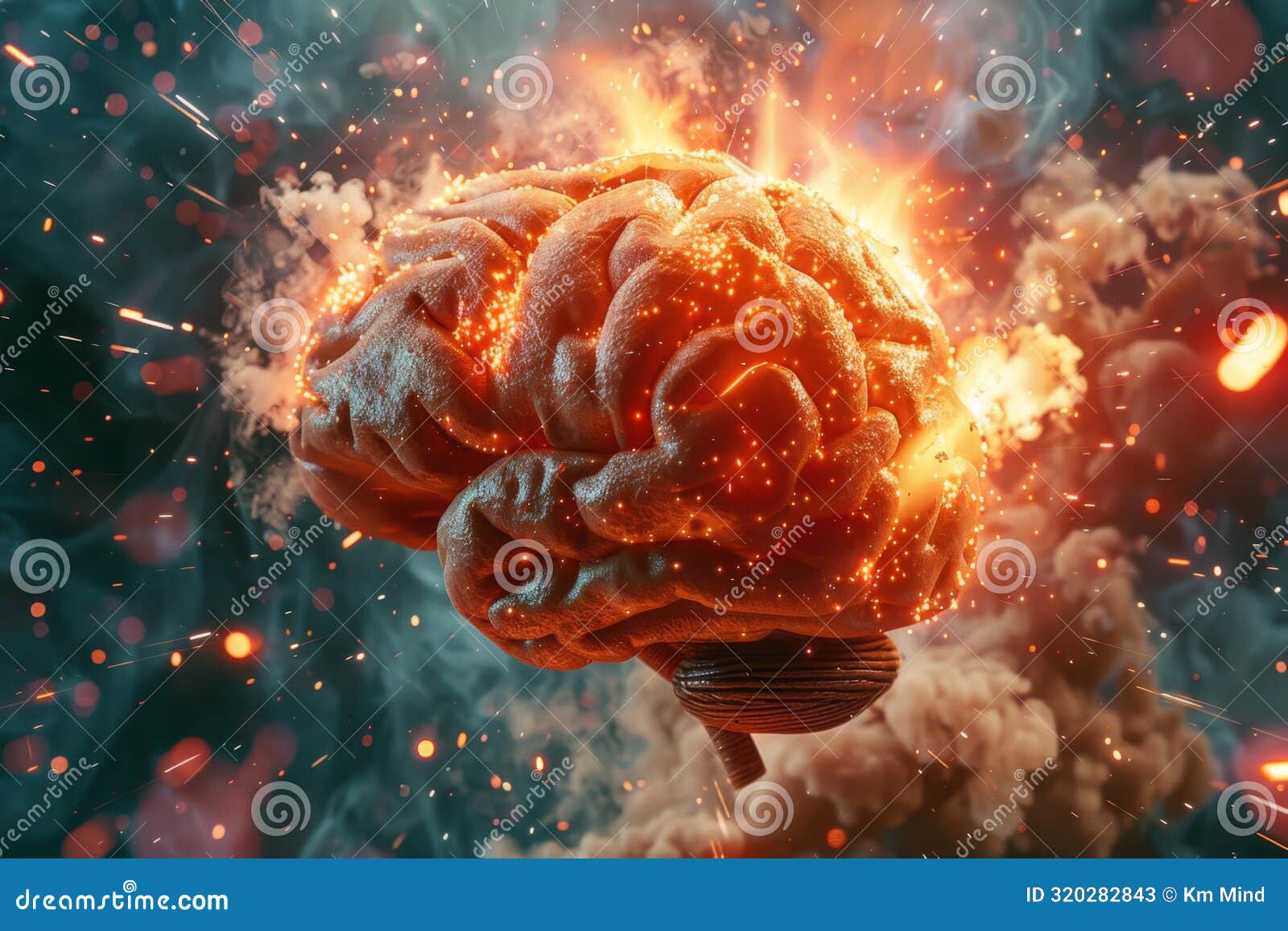 Exploding Brain Concept Art At Sunset Royalty-Free Stock Photo ...