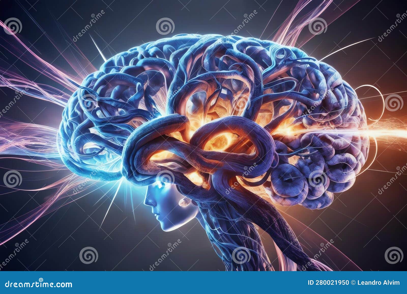 Exploding Brain of Creativity.AI Generated Stock Illustration ...